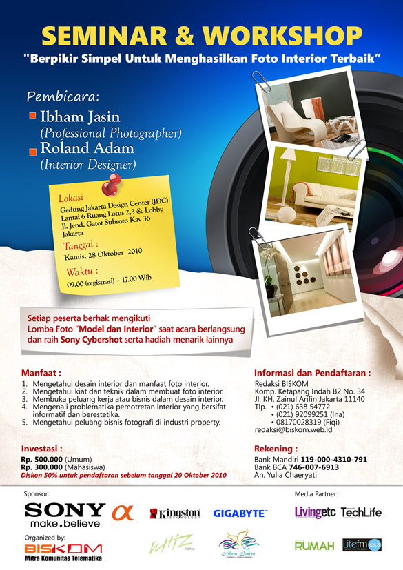 Seminar & Workshop "Berpikir Simpel Untuk Hasilkan Foto Interior ...